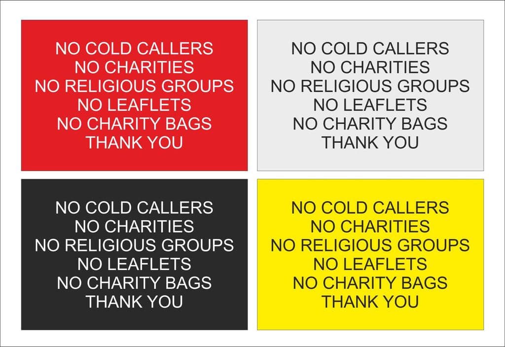 No Cold Callers No Leaflets etc Acrylic Sign