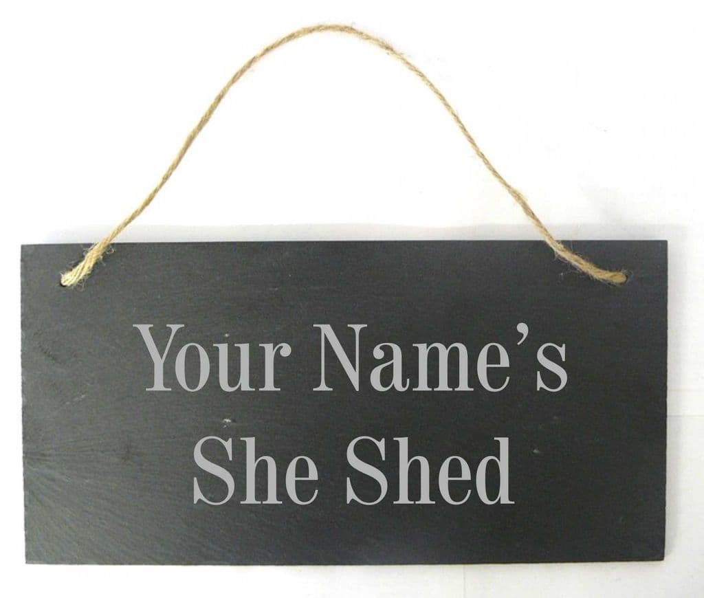 Personalised She Shed Hanging Slate Plaque