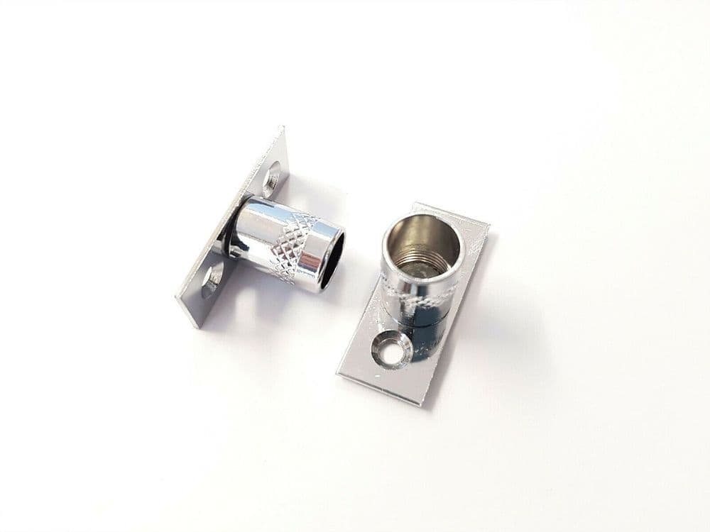 2 Chrome Curtain Rod Recess Brackets 10mm Pole Support Brackets Net ...