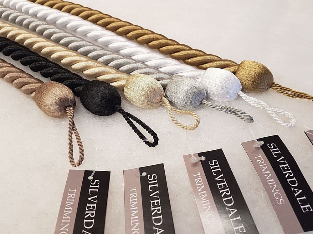 2 Medium Rope Curtain Tiebacks 70cm Long - 2cm Thick Cable Fabric Tie ...