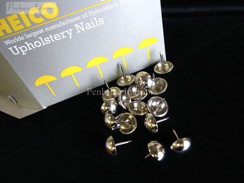 250 Nickel chrome 16mm upholstery nails large tacks Heico H16 furniture ...