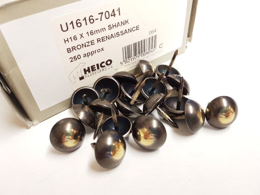 50 Bronze Renaissance 16mm upholstery nails large tacks Heico furniture ...