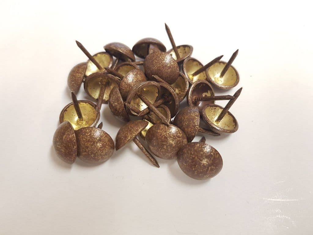 50 Old Gold Speckled 16mm upholstery nails large tacks Heico furniture ...
