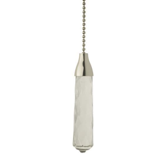 Large Glass Light Cord Pull 10cm with Chrome Silver Trim - 95cm Chain ...