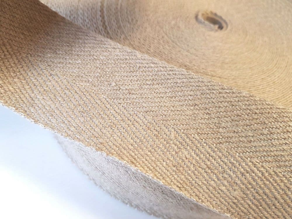 PURE LINEN WEBBING 33mt 50mm wide Flax fabric strap upholstery chair craft