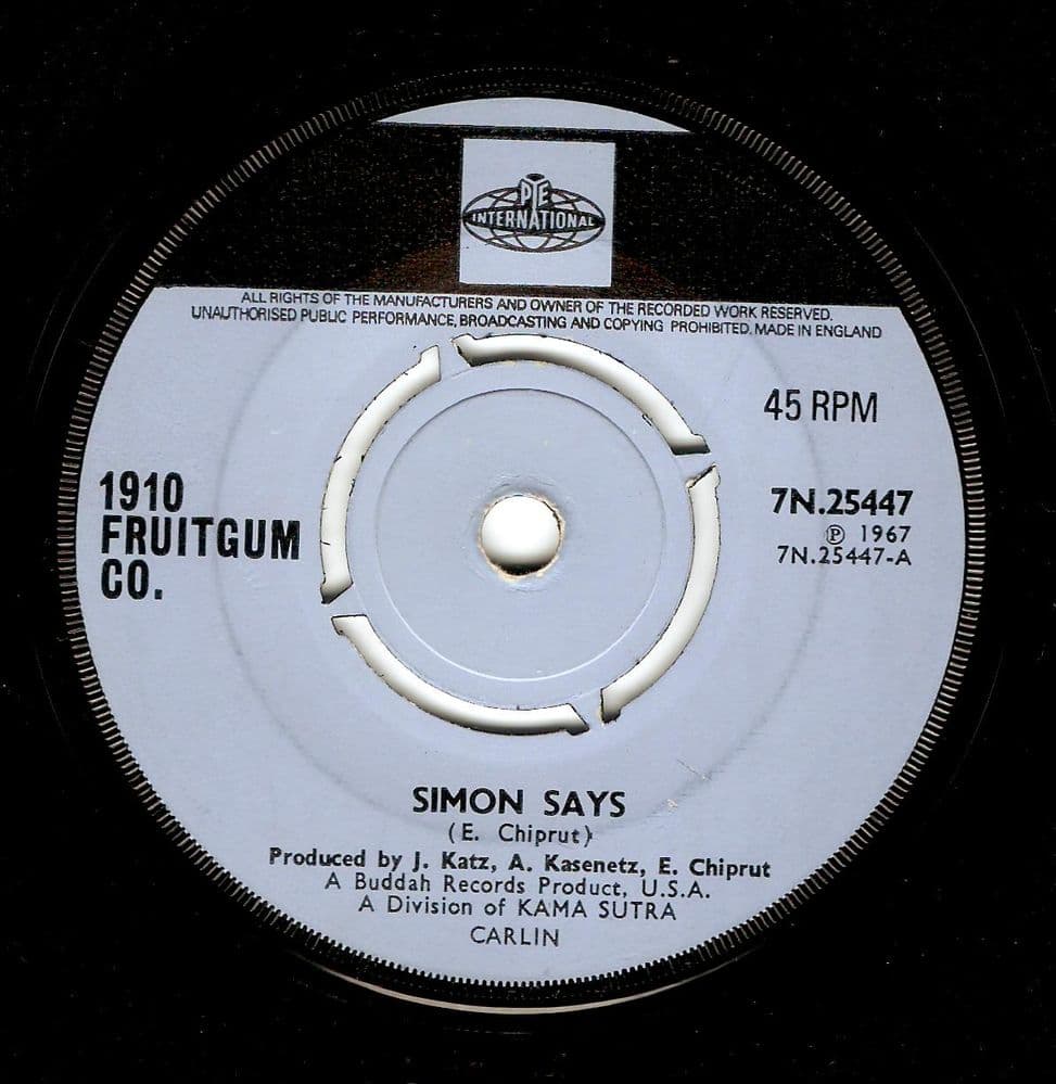 1910 FRUITGUM COMPANY Simon Says Vinyl Record 7 Inch Pye 1967