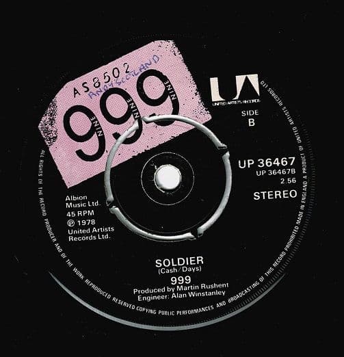 999 Homicide Vinyl Record 7 Inch United Artists 1978