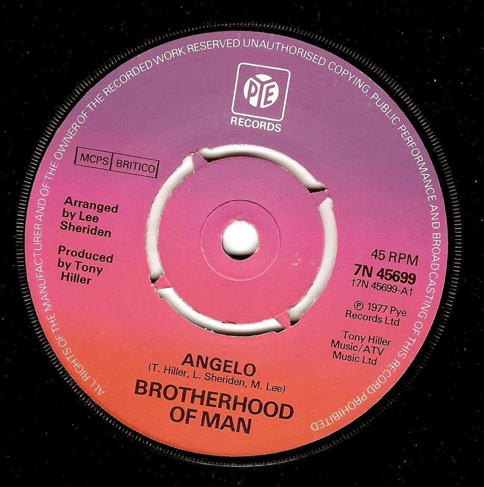 BROTHERHOOD OF MAN Angelo Vinyl Record 7 Inch Pye 1977