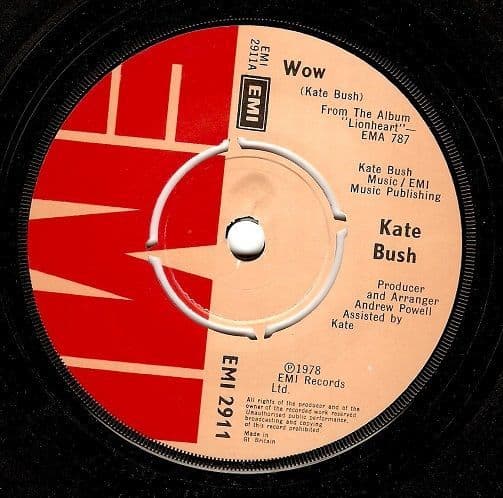 KATE BUSH Wow Vinyl Record 7 Inch EMI 1978