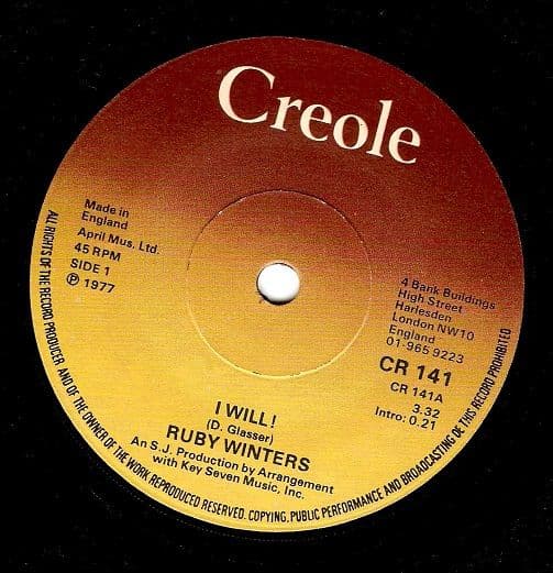 Ruby Winters I Will Vinyl 7 Inch | Planet Earth Records