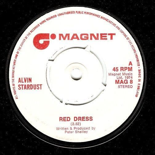 ALVIN STARDUST Red Dress Vinyl Record 7 Inch Magnet 1974