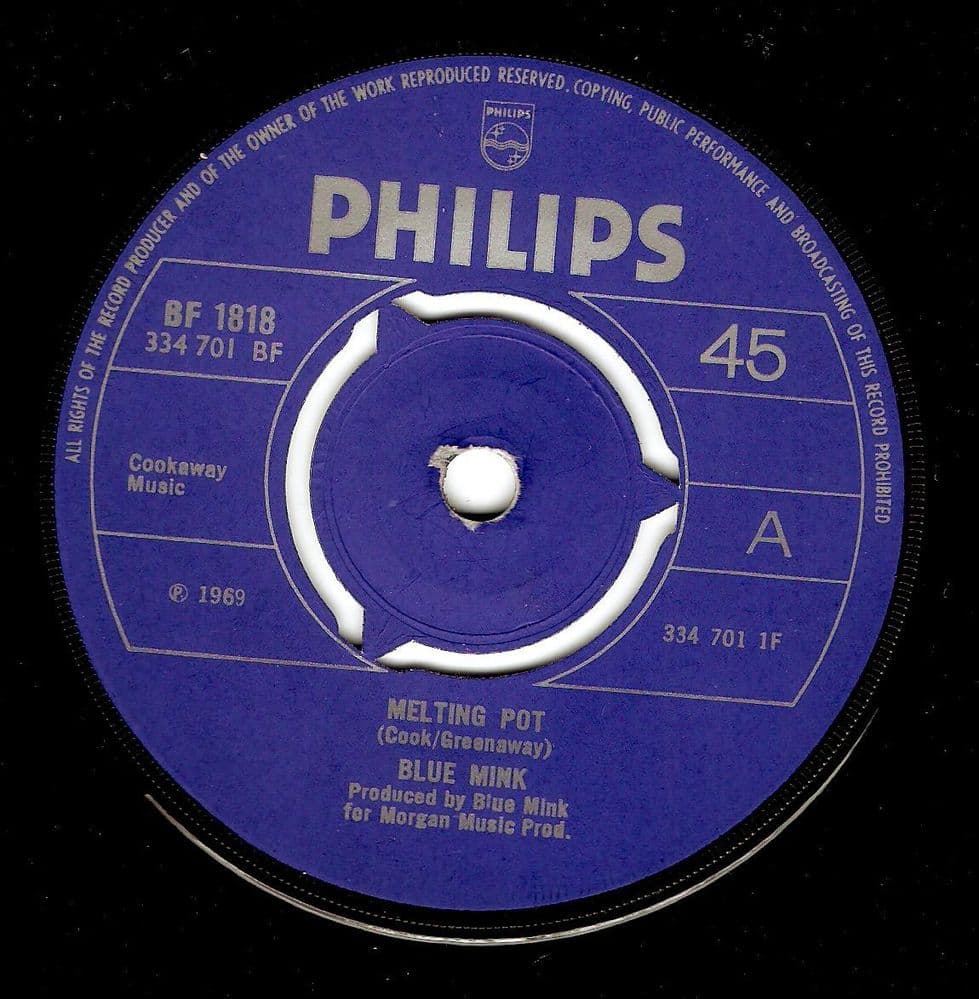 BLUE MINK Melting Pot Vinyl Record 7 Inch Philips 1969