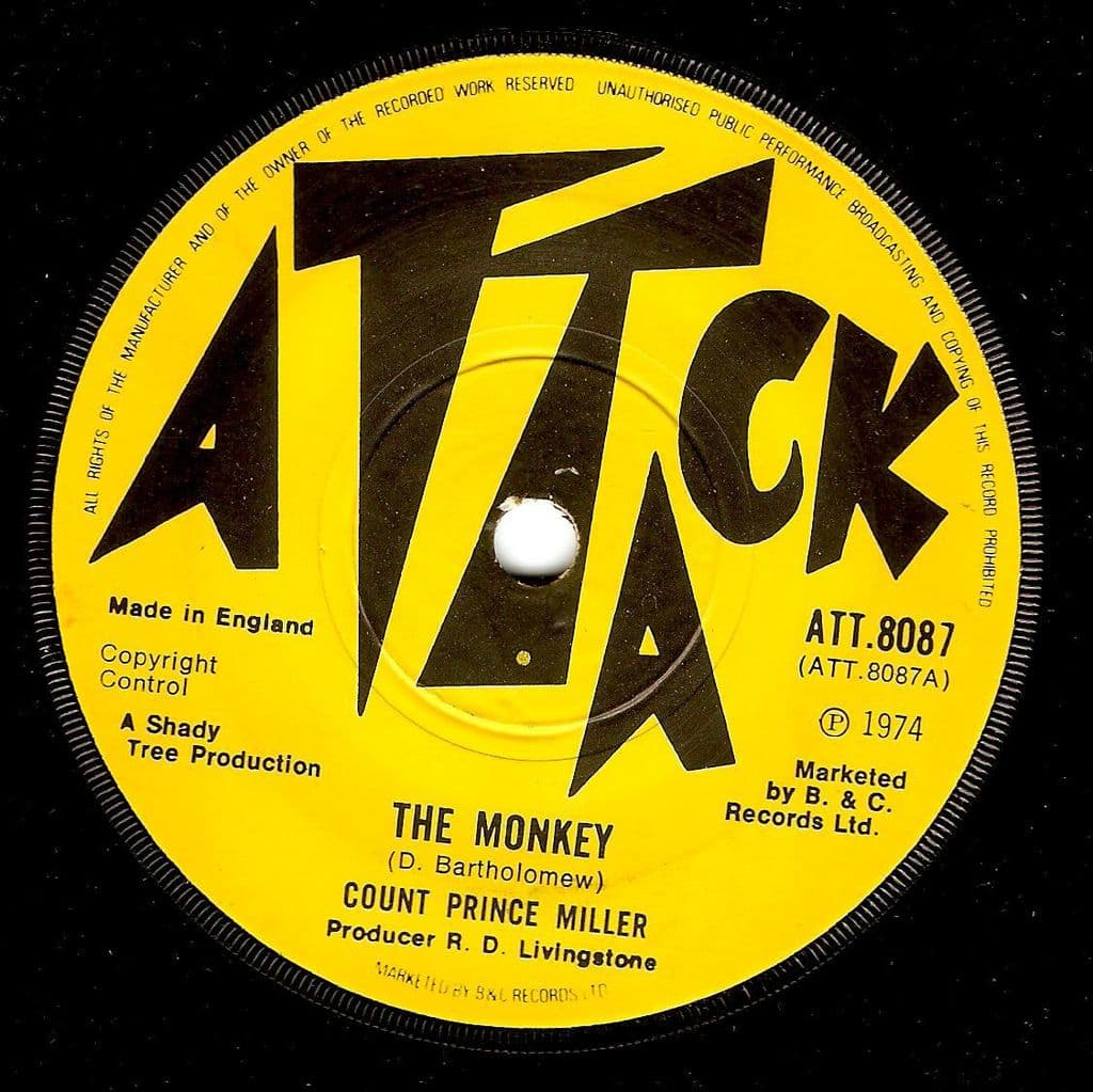 COUNT PRINCE MILLER The Monkey Vinyl Record 7 Inch Attack 1974