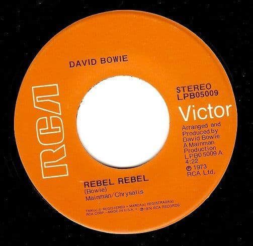 DAVID BOWIE Rebel Rebel Vinyl Record 7 Inch US RCA Victor 1974