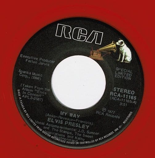 ELVIS PRESLEY My Way Vinyl Record 7 Inch Canadian RCA 1977 Red Vinyl