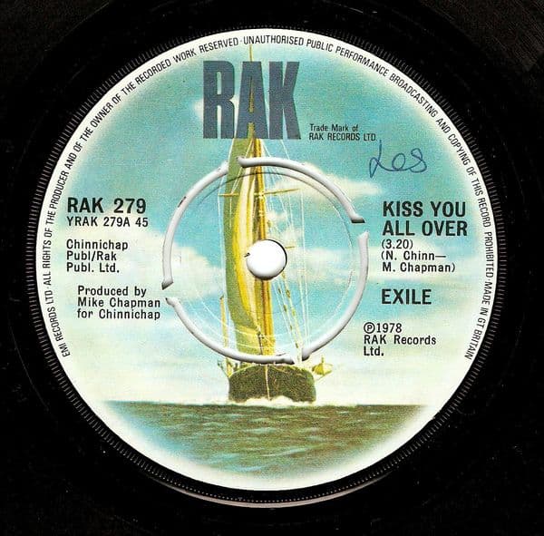 EXILE Kiss You All Over Vinyl Record 7 Inch RAK 1978 exile-kiss-you-all-over-vinyl-record-7-inch-rak-1978