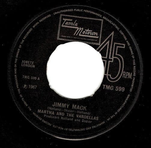 MARTHA REEVES AND THE VANDELLAS Jimmy Mack Vinyl Record 7 Inch Tamla Motown