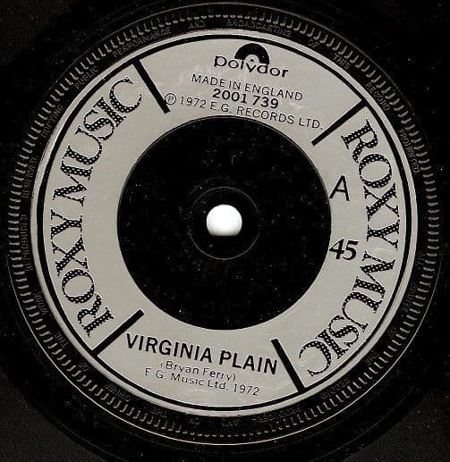 ROXY MUSIC Virginia Plain Vinyl Record 7 Inch Polydor 1977