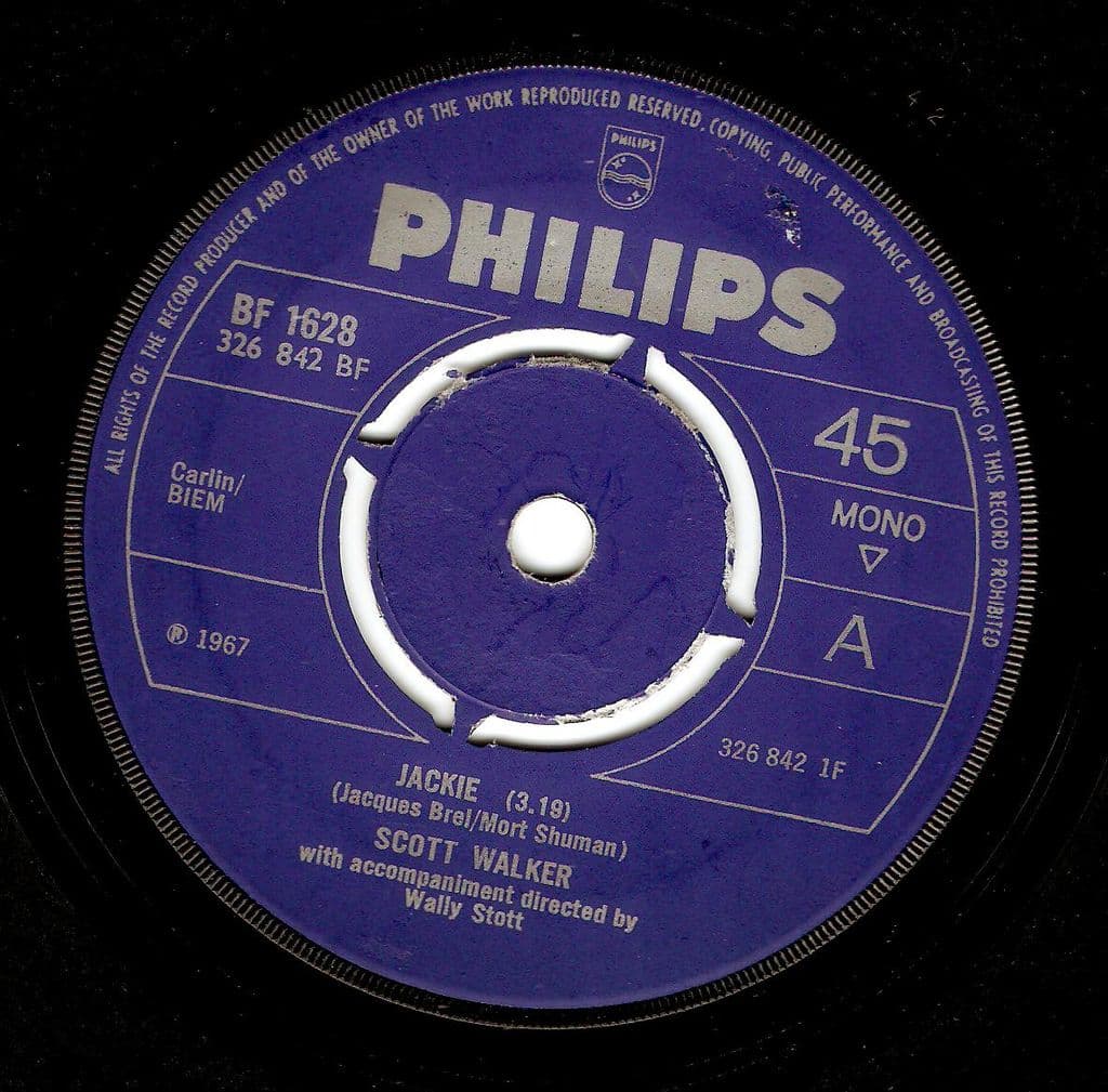 SCOTT WALKER Jackie Vinyl Record 7 Inch Philips 1967