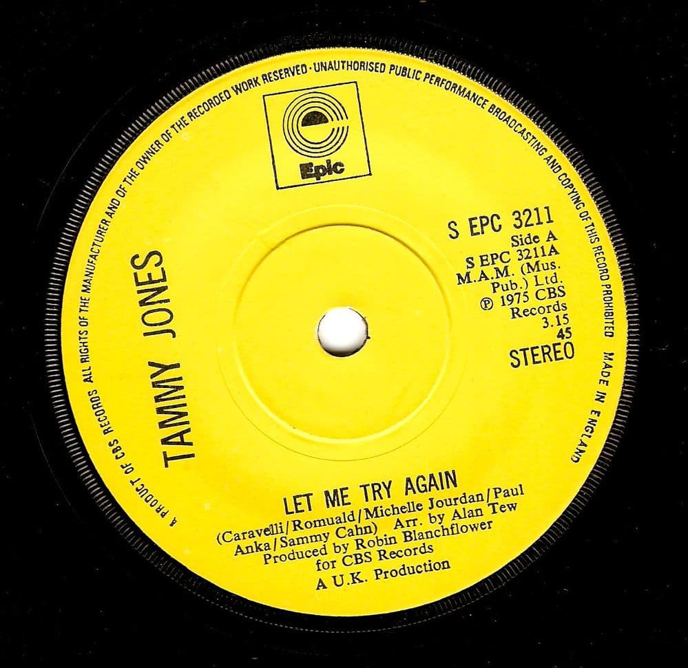 TAMMY JONES Let Me Try Again Vinyl Record 7 Inch Epic 1975