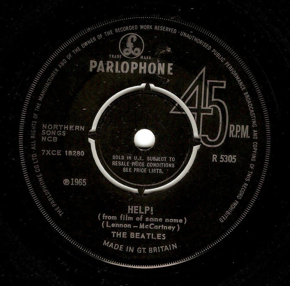 THE BEATLES Help Vinyl Record 7 Inch Parlophone 1965