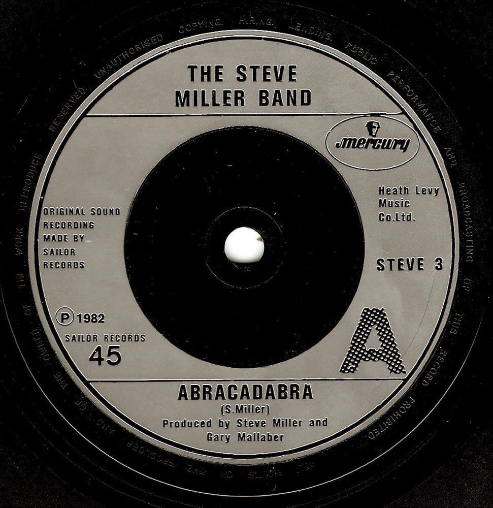 THE STEVE MILLER BAND Abracadabra Vinyl Record 7 Inch Mercury 1982