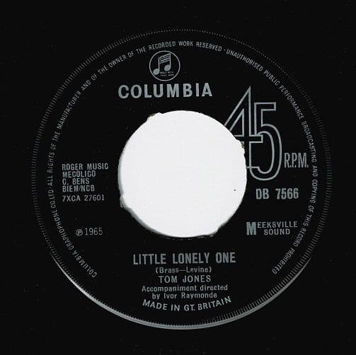 TOM JONES Little Lonely One Vinyl Record 7 Inch Columbia 1965