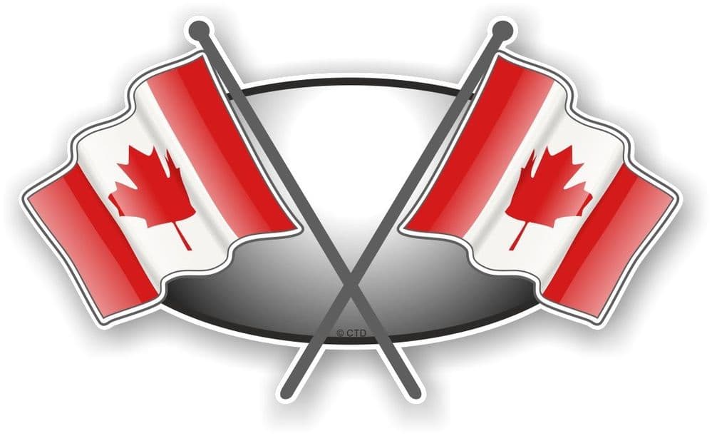 Crossed Flags Design with Canada Canadian Flag Vinyl Car Sticker Decal ...