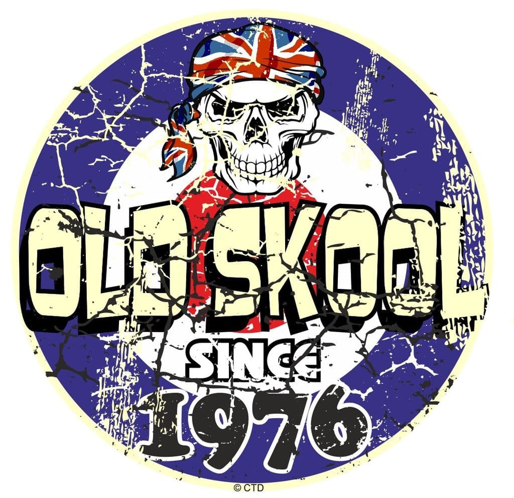Distressed Aged OLD SKOOL SINCE 1976 Mod Target Dated Design Vinyl Car ...