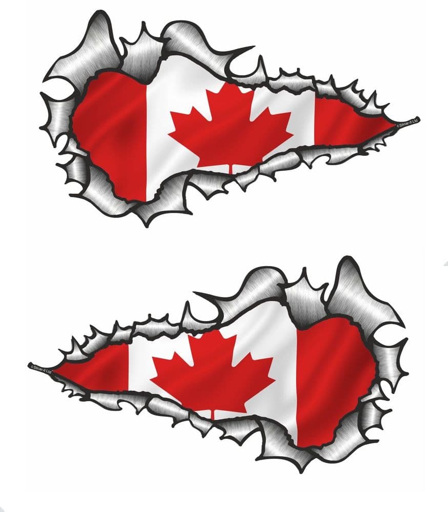 Long Pair Ripped Torn Metal Design With Canada Canadian Flag Motif ...