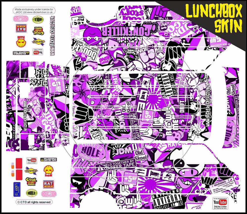 Purple Stickerbomb themed vinyl SKIN Kit & Stickers Fits Tamiya ...
