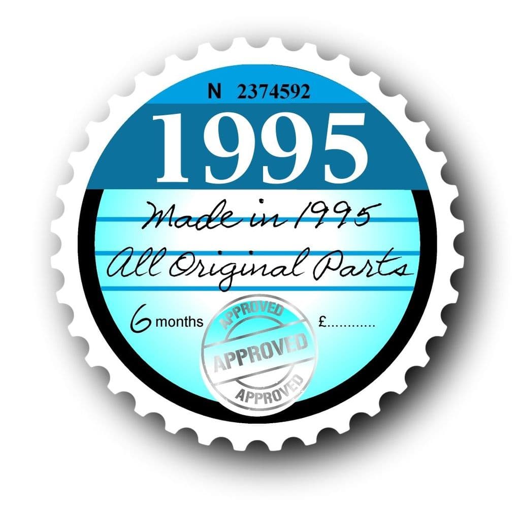 Retro 1995 TAX DISC Replacement Design For Classic Vintage Car External ...
