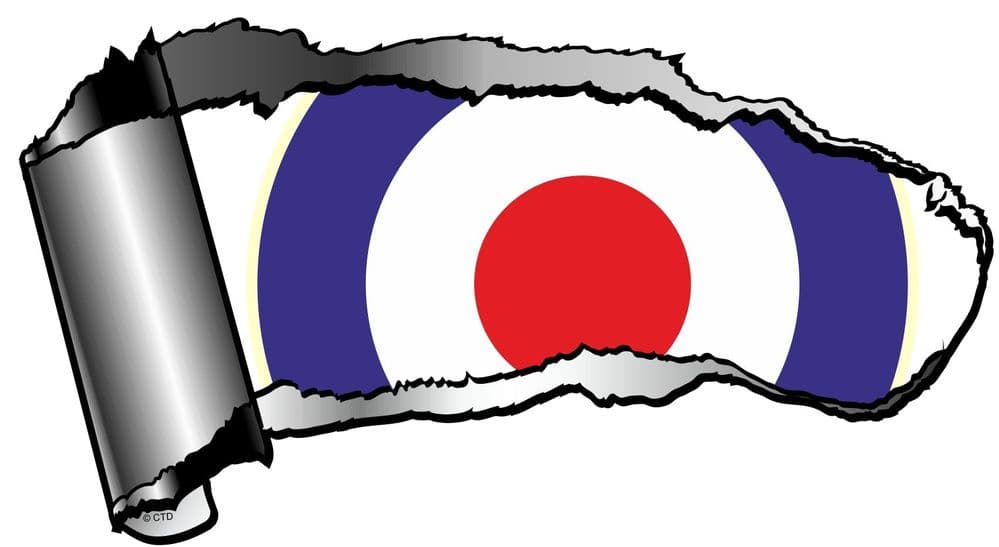 Ripped Open Gash Torn Metal Design With Mod Style Raf Target Motif
