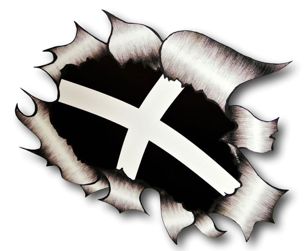 Ripped Torn Metal Design With Cornwall Cornish Flag Motif External ...