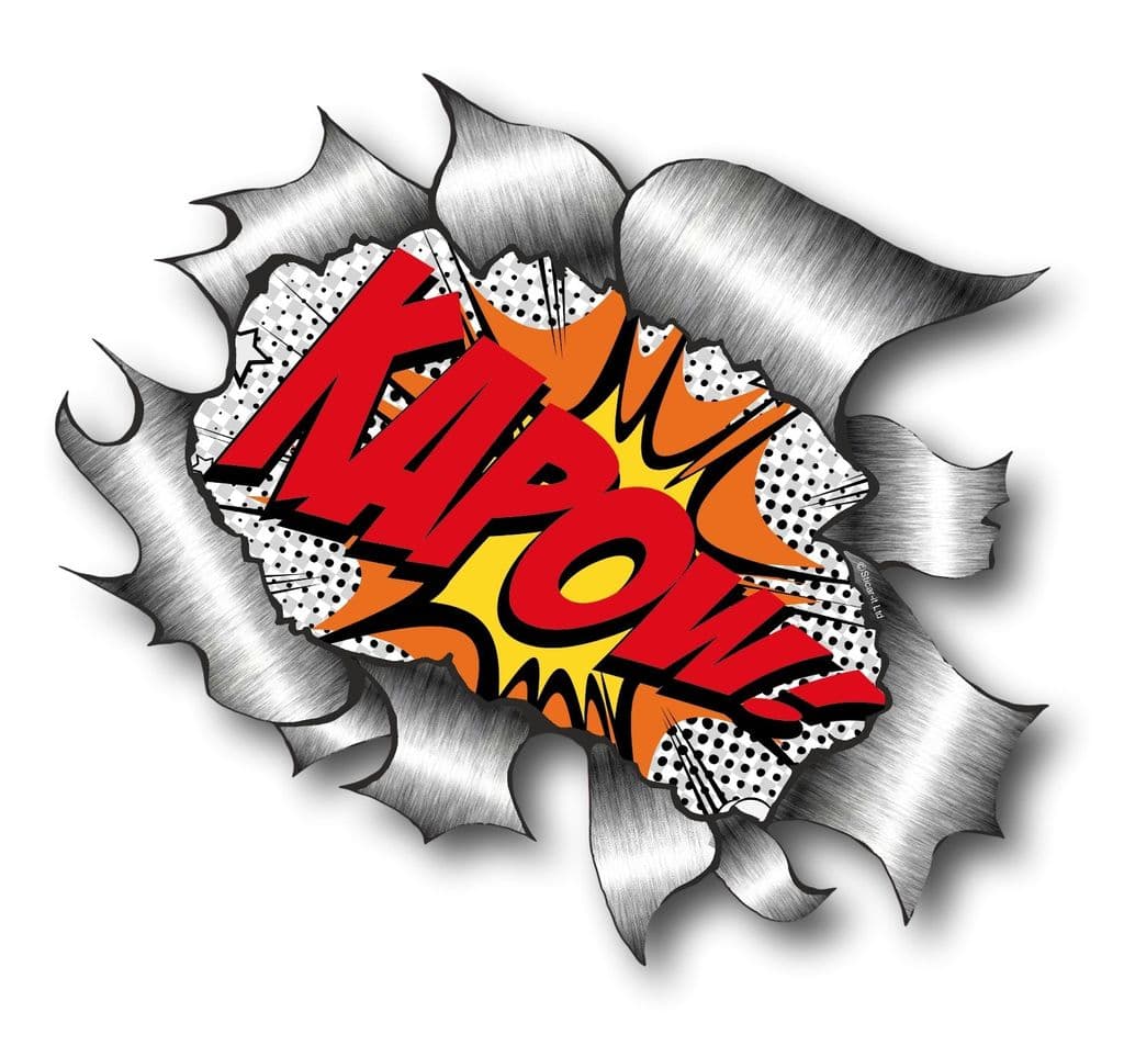 Ripped Torn Metal Design With Retro Comic Book Kapow Motif External ...