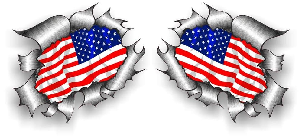 Small handed Pair Ripped Torn Metal Design With American Flag Motif ...