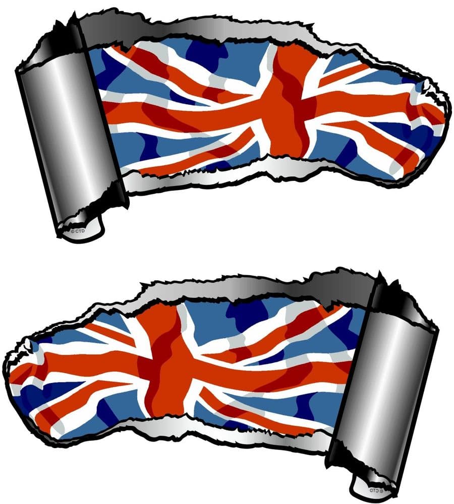 Small Pair Ripped Torn Metal Gash Design & Union Jack British Flag ...