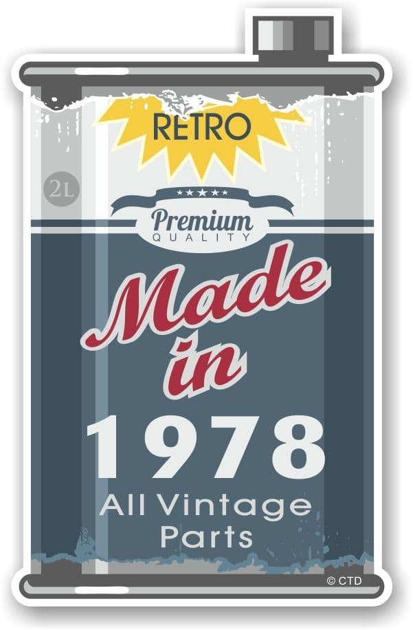 Vintage Aged Retro Oil Can Design Made in 1978 Vinyl Car sticker decal ...