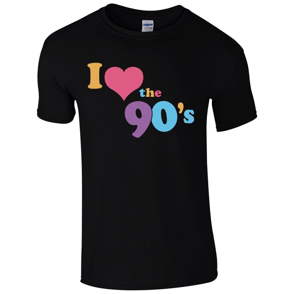 I Love The 1990s T-Shirt - Retro 90 s Fancy Dress Pop Star Unisex Gift Party Top