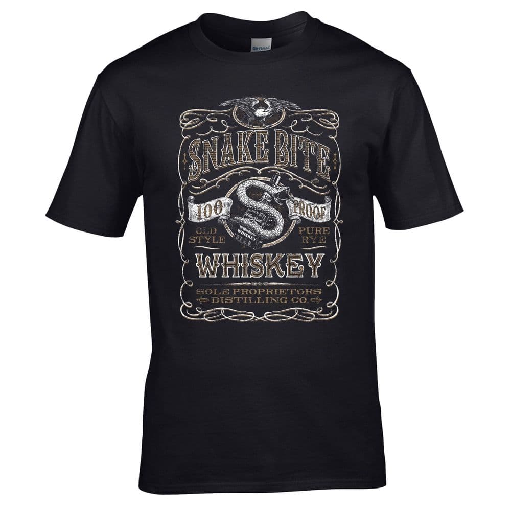 Snake Bite Whiskey T-Shirt - 100 Proof Old Style Pure Rye Unisex Mens ...